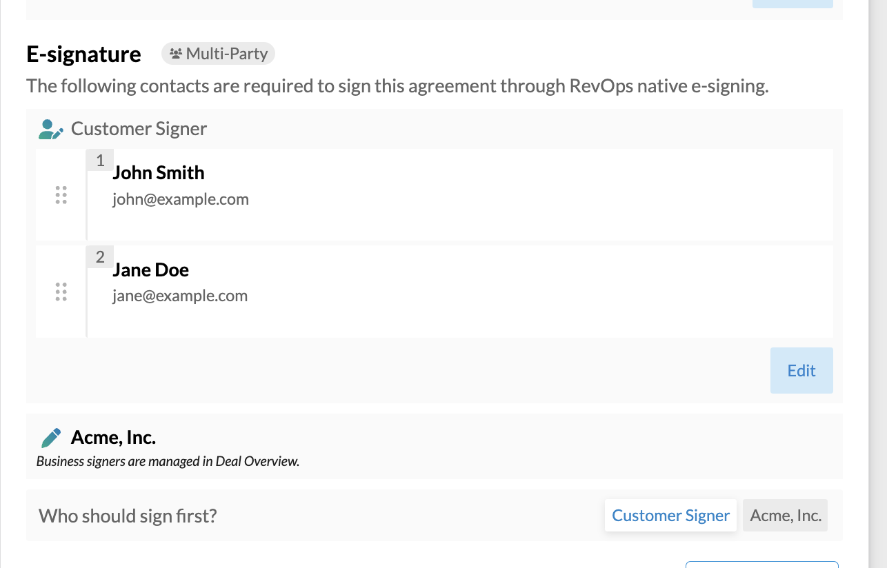 Managing Signature Type and Order | RevOps Documentation
